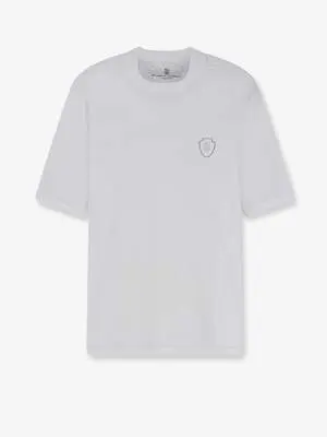 Brunello Cucinelli Technical Fabric T-shirt With Front Logo Patch