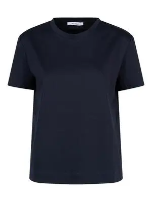 Max Mara Cotton T-shirt With Embroidered Logo On The Back - Blue