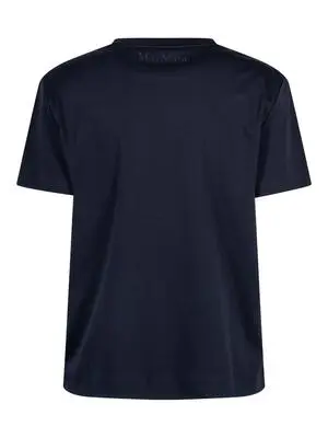 Max Mara Cotton T-shirt With Embroidered Logo On The Back - Blue