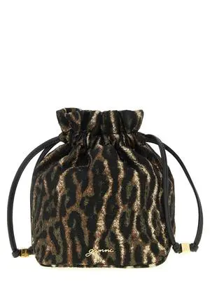 GANNI Metallic Bou Bucket' Pouch - Brown