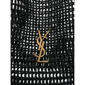 Saint Laurent Cassandre Logo Raffia Tote Bag