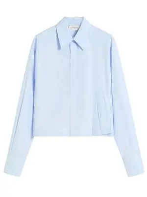 Sportmax Cropped Poplin Shirt With Asymmetrical Pleats - Blue