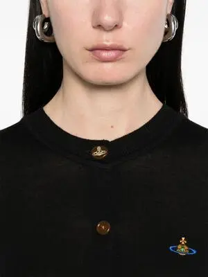 VIVIENNE WESTWOOD Silk Blend Cropped Cardigan - Black