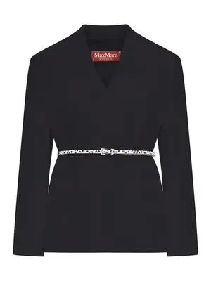 Max Mara Double-breasted Cady Jacket With Belt - Black