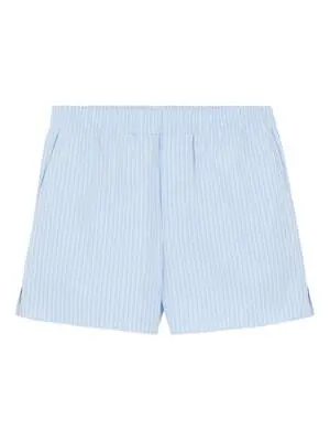 AMI Paris Striped Cotton Shorts - Blue