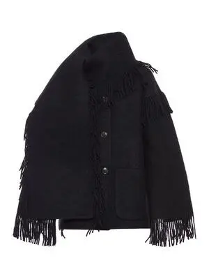 TOTEME Jacket With Fringed Scarf - Black