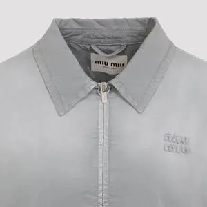 Miu Miu Cotton Gabardine Blouson Jacket - Silver