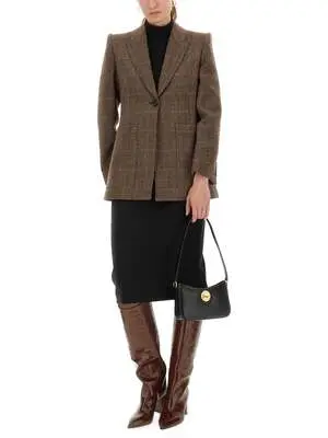 Chloé Plaid Wool Tailored Jacket