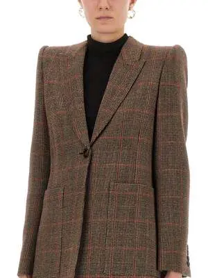 Chloé Plaid Wool Tailored Jacket