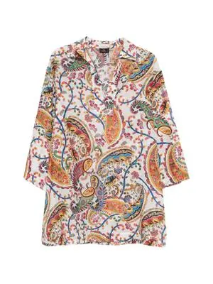 Etro Paisley Print V-neck Beach Kimono Shirt - White