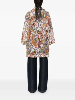 Etro Paisley Print V-neck Beach Kimono Shirt - White