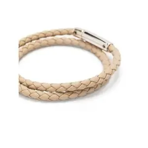 TOD'S Leather Braided Layered Bracelet - Cream