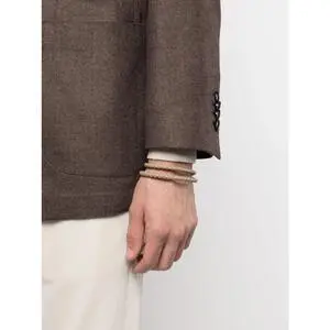 TOD'S Leather Braided Layered Bracelet - Cream