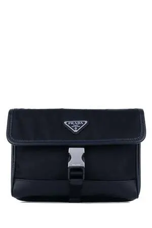 Prada Black Nylon Belt Bag With Buckle Closure - Multicolor