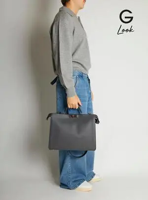 Fendi Iseeu Medium' Grey Handbag With Removable Internal Pocket In Leather