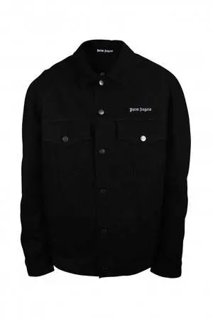 Palm Angels Embroidered Logo Denim Jacket - Black