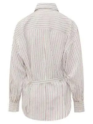 Isabel Marant Étoile Aurora Cotton And Silk Striped Shirt - White