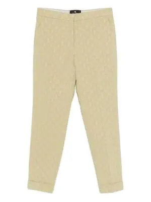 Etro Cropped Cotton Jacquard Trousers With Micro Paisley Motif - Multicolor