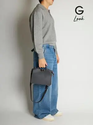 Fendi Iseeu Small' Grey Handbag With Removable Internal Pocket In Leather