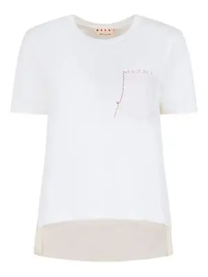 Marni Cotton T-shirt With Embroidered Logo - White