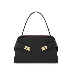 FERRAGAMO Calfskin Hug Soft Shoulder Bag - Black