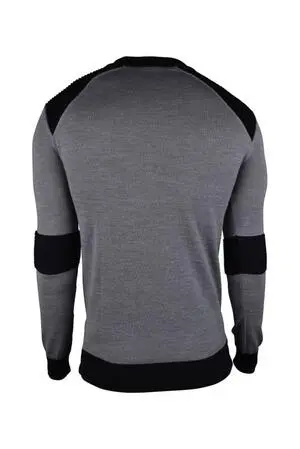 Balmain Logo Accent Wool Sweater - Gray