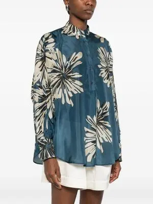 Brunello Cucinelli Printed Silk Shirt - Multicolor