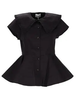 GANNI Ruffle Shirt - Black