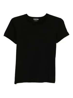 TOM FORD Cotton T-shirt With Tf Logo Embroidery - Black