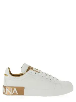 Dolce & Gabbana Portofino Leather Sneakers - White