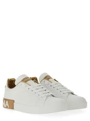 Dolce & Gabbana Portofino Leather Sneakers - White