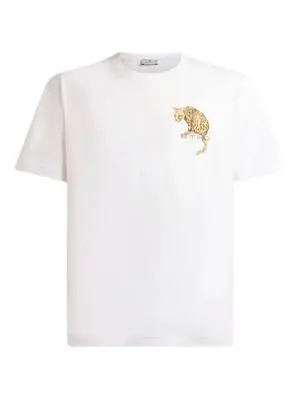 Etro Cotton T-shirt With Leopard Print And Embroidery - White