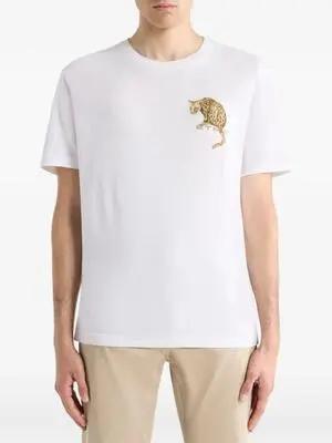 Etro Cotton T-shirt With Leopard Print And Embroidery - White