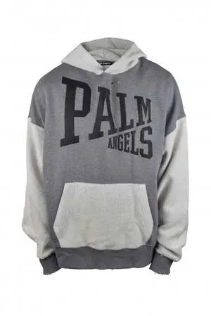 Palm Angels Cotton Hooded Sweatshirt - Gray