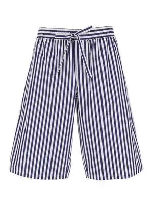 Dolce & Gabbana Blue Bermuda Shorts With Striped Motif And Elastic Waist In Cotton For - Multicolor