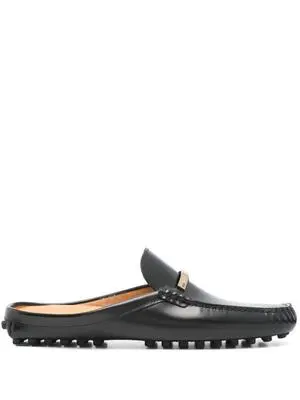 TOD'S Branded Metal Bar Leather Gommino Mules - Black