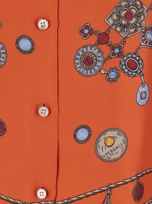 Versace Shirt With Classic Collar And All-over Print In Silk For - Multicolor