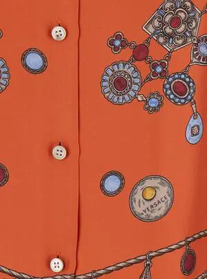 Versace Print Classic Collar Long Sleeve Shirt - Multicolor