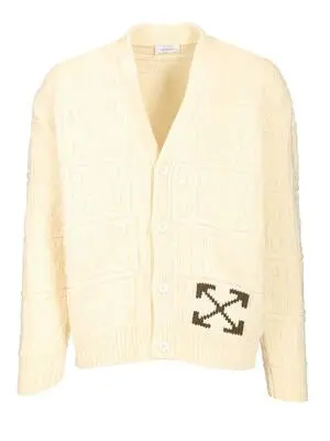 Off-White Arrow 3d Wool Cardigan - Cream