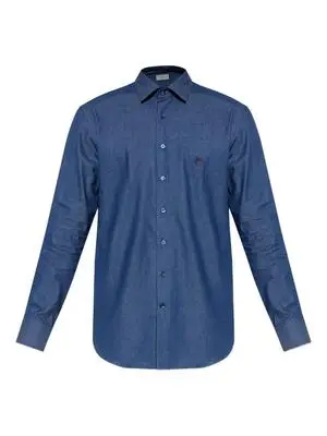 Etro Embroidered Logo Cotton Shirt - Blue