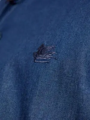 Etro Embroidered Logo Cotton Shirt - Blue