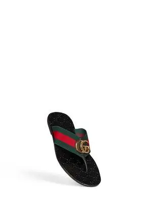 Gucci Leather And Web Ribbon Riviera Thong Sandals