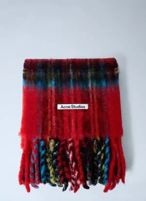 Acne Studios Mohair Checked Scarf - Red