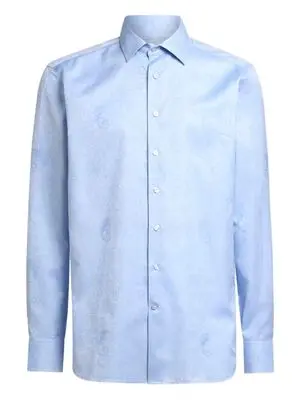 Etro Cotton Jacquard Shirt With Gecko Motif - Blue