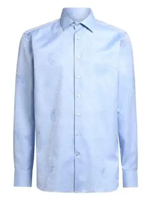 Etro Cotton Jacquard Shirt With Gecko Motif - Blue