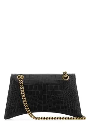 Balenciaga Leather Crush S Shoulder Bag - Black