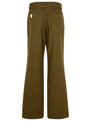 JIL SANDER Green Wool Flannel Pants