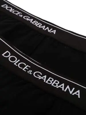 Dolce & Gabbana Two-pack Of Stretch Cotton Regular-fit Boxers - Black