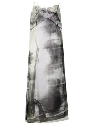 MAISON MARGIELA MAISON MARGIELA Freeze-Frame Silk Blend Dress Gray