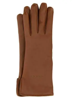 Gucci Caramel Leather Gloves - Brown